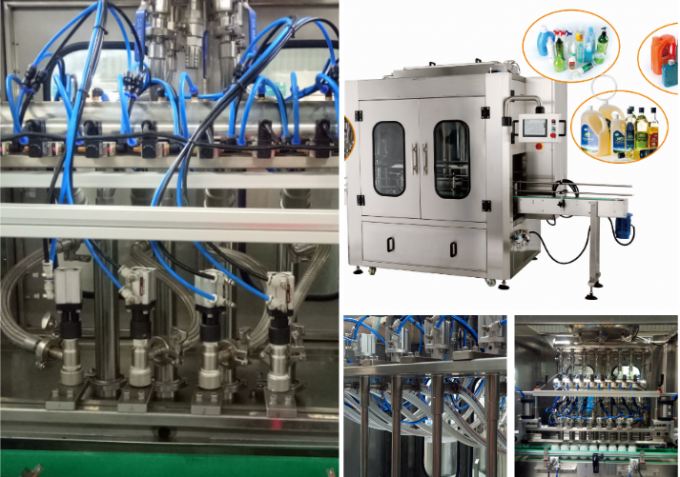 Four Heads Volumetric Liquid Filling Machine / Liquid Piston Filler